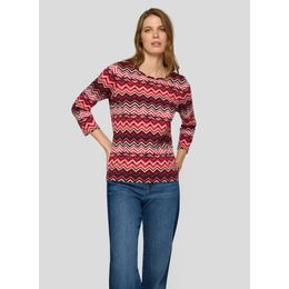 3/4-Arm-Shirt Rabe, Damen, Gr. 46, rot (mohn), Jersey, Obermaterial: 92% Baumwolle, 8% Elasthan, gemustert, tailliert h&uuml;ftbedeckend, Rundhals, Shirts 3/4-Arm-Shirt, mit Allover-Muster