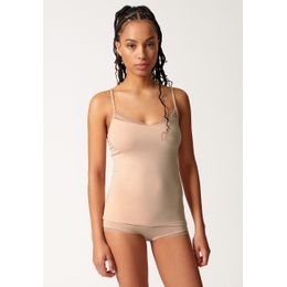 Skiny Damen Unterhemd "Classicotton", Gr. 44, beige, Obermaterial: 94% Baumwolle, 6% Elasthan. Spitze: 85% Polyamid, 15% Elasthan, Unterhemden,
