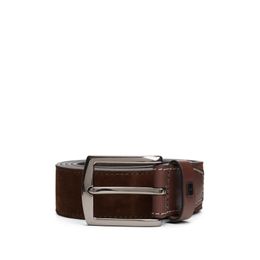Tommy Hilfiger Herren Lederg&uuml;rtel "DENTON ELEVATED SUEDE 3,5 cm breit"rich walnut, Gr. 90, Rindsleder, G&uuml;rtel, aus Wildleder, kontrastfarbene