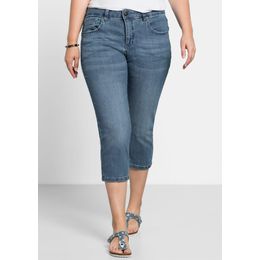sheego Damen 5-Pocket-Jeans, blau, Gr. 52, unifarben, 75% Baumwolle, 24% Polyester, 1% Elasthan, Jeans