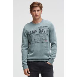 CAMP DAVID Herren Rundhalspulloverteal, Gr. XXXL, bedruckt, Strick, Material: 100% Baumwolle, Pullover, aus Baumwolle