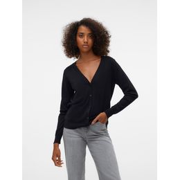 V&eacute;ro Moda VERO MODA Damen Strickjacke "VMSILJE LS V-NECK CARDIGAN GA NOOS", schwarz, Basic, Gr. L, unifarben, Feinstrick, Obermaterial: 77% Viskose, 23%