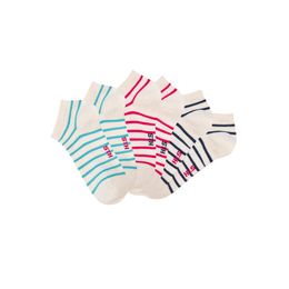 H.I.S. H.I.S Damen Sneakersocken, Gr. 352x cream rot geringelt, 2x cream marine geringelt, 2x cream hell blau geringelt, Baumwollmischung, geringelt,