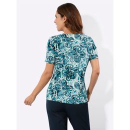 Lady Damen Print-Shirt "Druck-Shirt"ozean, petrol, bedruckt, Gr. 46, gebl&uuml;mt, gemustert, mehrfarbig, 95% Viskose, 5% Elasthan, Shirts