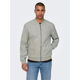 Only & Sons ONLY & SONS Herren Blouson "ONSLUCAS FAKE SUEDE BOMBER OTW", blau, Gr. L, unifarben, Web, Obermaterial: 100% Polyester, Jacken, Polyester, regular fit
