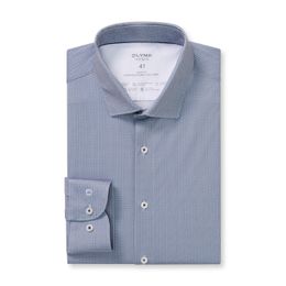 OLYMP Herren Langarmhemd "Level Five 24/Seven", blau, Gr. 44, Jersey, Obermaterial: 86% Polyamid, 14% Elasthan, Hemden, Businesshemd, body fit,