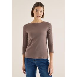 Cecil Damen 3/4-Arm-Shirturban taupe, Gr. M, unifarben, Web, 100% Baumwolle, Shirts, aus reiner Baumwolle