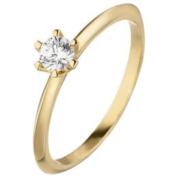 Jobo Damen Diamantring "Ring Goldring Solit&auml;r", 58, SI = kleine Einschl&uuml;sse, Diamanten Gelbgold 585, gold, Diamanten, Gelbgold 585, Fingerringe, 585