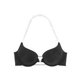 Lascana Damen Push-up-BH, Gr. 70, schwarz, Microtouch, Obermaterial: 60% Polyamid, 35% Polyester, 5% Elasthan, BHs, mit Strassr&uuml;cken f&uuml;r tiefen
