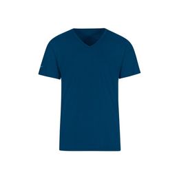 TRIGEMA Damen T-Shirt "TRIGEMA V-Shirt aus 100% Bio-Baumwolle (kbA)", blau, Basic, Gr. XL, 100% Baumwolle (Bio-Baumwolle kbA), Shirts