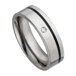 Jobo Damen Partnerring "Ring Fingerring", 62, SI = kleine Einschl&uuml;sse, Diamanten Keramik Titantitanfarben, Diamanten, Keramik, Titan, Fingerringe,