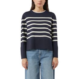 comma, COMMA Damen Strickpulloverblau, Gr. 40, geringelt, Strick, Obermaterial: 71% Viskose, 29% Polyester, Pullover, geringelt, Rundhals