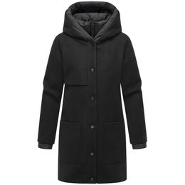Navahoo Damen Kurzmantel "Flauschwunder 14", schwarz, Gr. XXXL, Obermaterial: 90% Polyacryl, 8% Viskose, 2% Elasthan. Obermaterial 2: 100% Polyester.