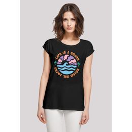 F4NT4STIC Damen T-Shirt "Life Is A Beach Enjoy The Waves", schwarz, Gr. S, Obermaterial: 100% Baumwolle, Shirts, Premium Qualit&auml;t