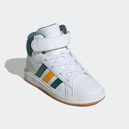 M&auml;dchen Sneaker "GRAND COURT MID K", adidas Sportswear, Gr. 30ftwwht, cgr&uuml;n, cogold, Synthetik, Textil, Schuhe, f&uuml;r Kinder