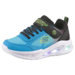 Skechers M&auml;dchen Sneaker "Skechers METEOR-LIGHTS", Gr. 30, blau, Lederimitat, Textil, kontrastfarbene Details, Schuhe, Klettschuh mit Blinkfunktion,