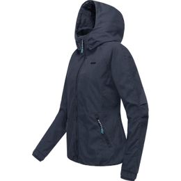 Ragwear Damen Outdoorjacke "Dizzie A YOUMODO", blau, Gr. XL, Material: 68% Baumwolle, 32% Nylon, Jacken, Leichte &Uuml;bergangsjacke mit gro&szlig;er Kapuze