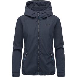 Ragwear Damen Outdoorjacke "Dizzie A YOUMODO", blau, Gr. XL, Material: 68% Baumwolle, 32% Nylon, Jacken, Leichte &Uuml;bergangsjacke mit gro&szlig;er Kapuze