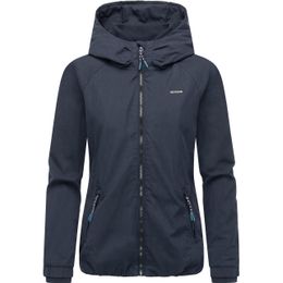 Ragwear Damen Outdoorjacke "Dizzie A YOUMODO", blau, Gr. M, Material: 68% Baumwolle, 32% Nylon, Jacken, Leichte &Uuml;bergangsjacke mit gro&szlig;er Kapuze