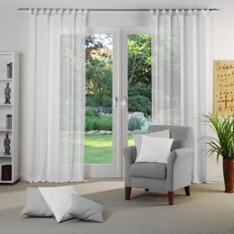 Vorhang WIRTH, B:141cm H:255cm, wei&szlig;, Jacquard, Baumwolle, Polyester, Wohnzimmer, Gardinen, "Sunday", nach Ma&szlig;