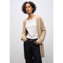 Street One Damen Cardigansanded beige, Gr. 44, unifarben, Strick, Obermaterial: 78% Polyamid, 12% Polyacryl, 10% Baumwolle, Strickjacken, lang und in