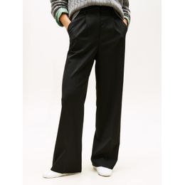 Anzughose Tommy Hilfiger "TIMELESS WOOL WIDE LEG PANT", Damen, Gr. 40, N-Gr, schwarz, Web, Obermaterial: 54% Polyester, 44% Wolle, 2% Elasthan, unifarben, l&auml;ssig geschnitten kn&ouml;chellang, Hosen Anzughose, mit Wolle