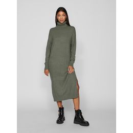 Vila Damen Strickkleid "VIRIL ROLL NECK L/S MIDI DRESS - NOOS"laurel wreath detail:schwarz melange, Gr. L, meliert, Strick, Obermaterial: 50%