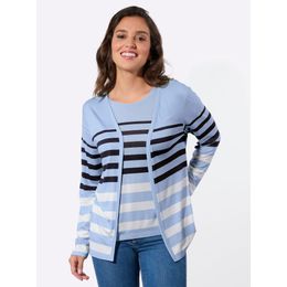 Casual Looks Damen T-Shirt "Shirt-Twinset", blau, Gr. 38, gemustert, gestreift, mehrfarbig, 95% Viskose, 5% Elasthan, Shirts