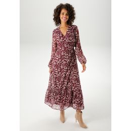 Aniston CASUAL Damen Wickelkleid, bunt, Gr. 42, bedruckt, gebl&uuml;mt, Georgette, Obermaterial: 100% Polyester. Futter: 100% Polyester, Kleider, mit