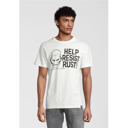 Recovered Damen T-Shirt "Marvel Help Resist Rust Ecru", beige, Gr. XL, bedruckt, 100% Baumwolle, Shirts, mit angesagtem Iron Man-Print