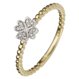 Jobo Damen Diamantring "Ring Goldring Kleeblatt", 54, SI = kleine Einschl&uuml;sse, Diamanten Gelbgold 585 Wei&szlig;gold 585, gold, Diamanten, Gelbgold 585,