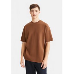 Rundhalsshirt Selected "SLHLOOSEOSCAR SS O-NECK TEE NOOS", Herren, Gr. XL, soft silt, Jersey, Obermaterial: 44% Baumwolle, 35% Polyester, 21% Elastomultiester, unifarben, loose fit normal, Rundhals, Shirts Rundhalsshirt