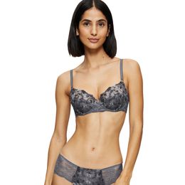 Balconette-BH Triumph "Sensual Spotlight W", Damen, Gr. 75, Cup C, grau (pebble grau), Spitze, Obermaterial: 58% Polyamid, 33% Polyester, 9% Elasthan, bestickt, BHs Balconette-BH, mit Stickerei und verstellbaren Tr&auml;gern