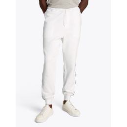 Jogginghose Tommy Hilfiger "GLOBAL STRIPE SWEATPANTS", Herren, Gr. M, N-Gr, wei&szlig;, Sweatware, Obermaterial: 100% Baumwolle, regular fit normal, Hosen Jogginghose