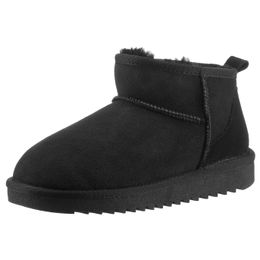 Winterboots Ara "ALASKA Short", Damen, Gr. 40, schwarz (schwarz short), Lammfell, Veloursleder, unifarben, Schuhe Winterboots, Schlupfboots, Snowboots, Winterboots in Bequemweite H = sehr weit