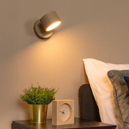 Lucide LED-Wandleuchte Gian, taupe, Breite 11 cm, Metall
