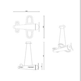 Lucide LED-Kinderzimmer-Pendellampe Fokker, grau L&auml;nge 46 cm Metall