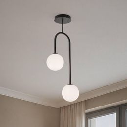 EMIBIG LIGHTING Deckenlampe Atria, opal/schwarz, H&ouml;he 76 cm, Metall, 2-flg.
