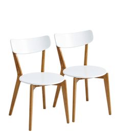 Livetastic Stuhl-Set, Natur, Wei&szlig;, Holz, Kautschukholz, massiv, eckig, 46x78x55.5 cm, abwischbar, Esszimmer, St&uuml;hle, Esszimmerst&uuml;hle, Esszimmerst&uuml;hle-Set