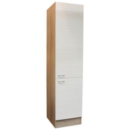 Mid.you Geschirrschrank Andy, Wei&szlig;, Sonoma Eiche, Kunststoff, 3 F&auml;cher, 50x211x56 cm, K&uuml;chen, K&uuml;chenm&ouml;bel, K&uuml;chenschr&auml;nke, Ger&auml;teumbauschr&auml;nke