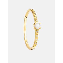 Revoni Gold-Ring mit Diamanten und Perle - 76% | Gr&ouml;&szlig;e 58 | Schmuck