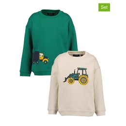Blue Seven 2er-Set: Sweatshirts in Beige/ Gr&uuml;n - 46% | Gr&ouml;&szlig;e 128 | Kinder-sweatshirts-jacken