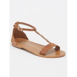 Les BAGATELLES Leder-Sandalen "Clark' in Hellbraun - 55% | Gr&ouml;&szlig;e 37 | Damen-sandalen