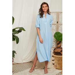 Lin Passion Leinen-Kleid in Hellblau - 76% | Gr&ouml;&szlig;e 38/40 | Damen-kleider