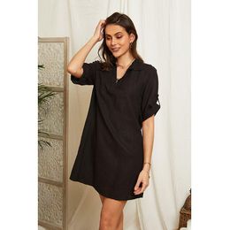 Lin Passion Leinen-Kleid in Schwarz - 71% | Gr&ouml;&szlig;e 40/42 | Damen-kleider