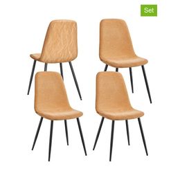 Songmics 4er-Set: Esszimmerst&uuml;hle in Hellbraun - (B)44,5 x (H)85,5 x (T)55 cm - 43% | Sitzmoebel