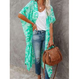 Milan Kiss Kimono in Gr&uuml;n/ Wei&szlig; - 58% | Gr&ouml;&szlig;e M | Damenjacken