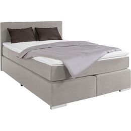COTTA Boxspringbett &raquo;Simba&laquo; Topseller! wahlweise mit oder ohne Matratze und Topper bestellbar grau Polyester