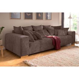 Home Affaire Big-Sofa &raquo;Neapel&laquo; mit vielen losen Kissen, in 2 Bezugsqualit&auml;ten braun Luxus-Microfaser (100% Polyester);Luxus-Microfaser Lederoptik (100