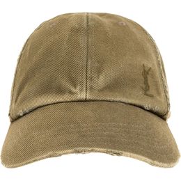 SAINT LAURENT Caps & M&uuml;tzen - Cassandre Washed Denim Logo Baseball Cap - Gr. 59 - in Gr&uuml;n - f&uuml;r Damen